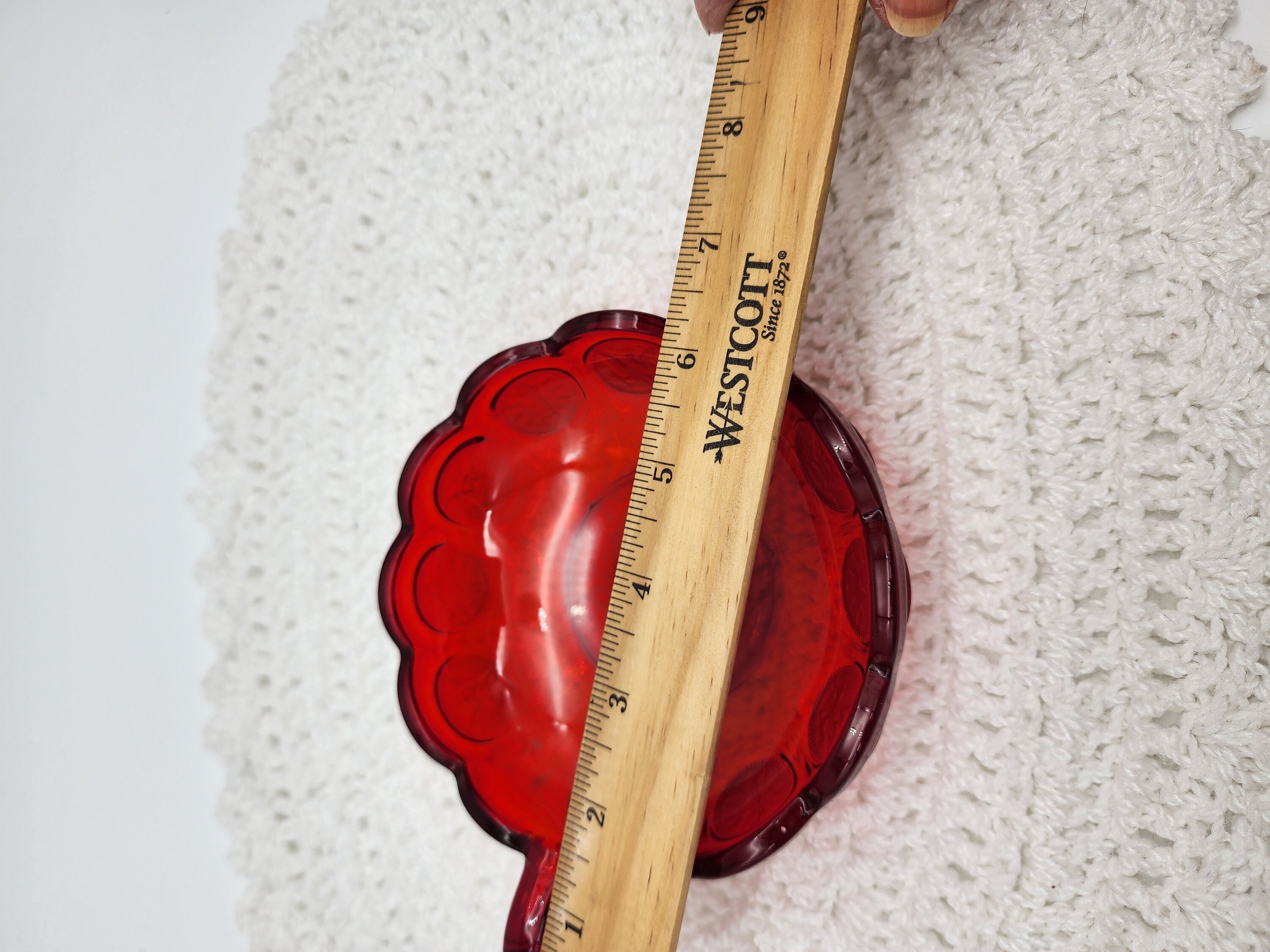 Fostoria Ruby Red Coin Dot Finger Loop Nappy Dish VTG - Etsy