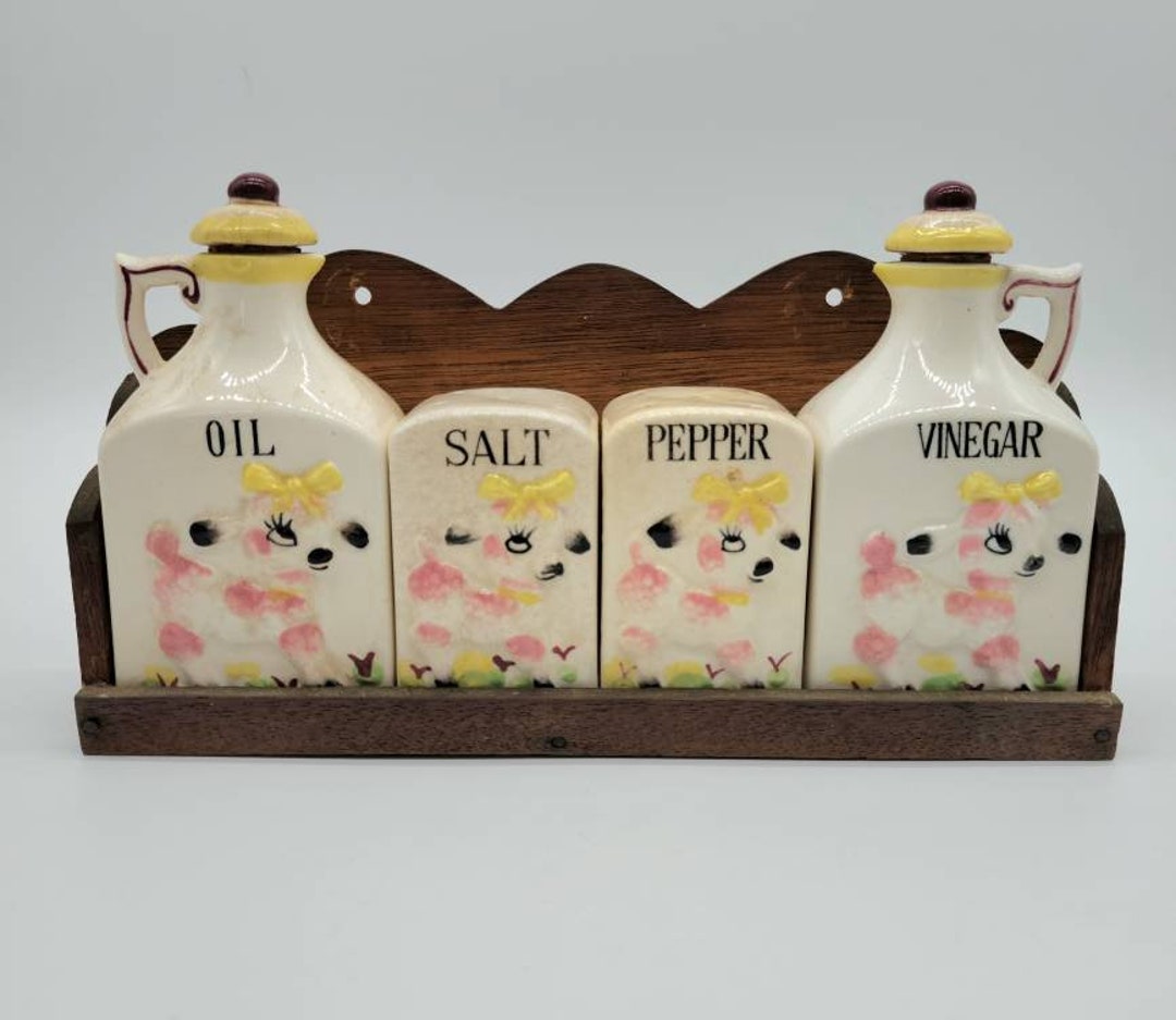 Vintage Porcelain Pink Cow Condiment Set Japan - Etsy