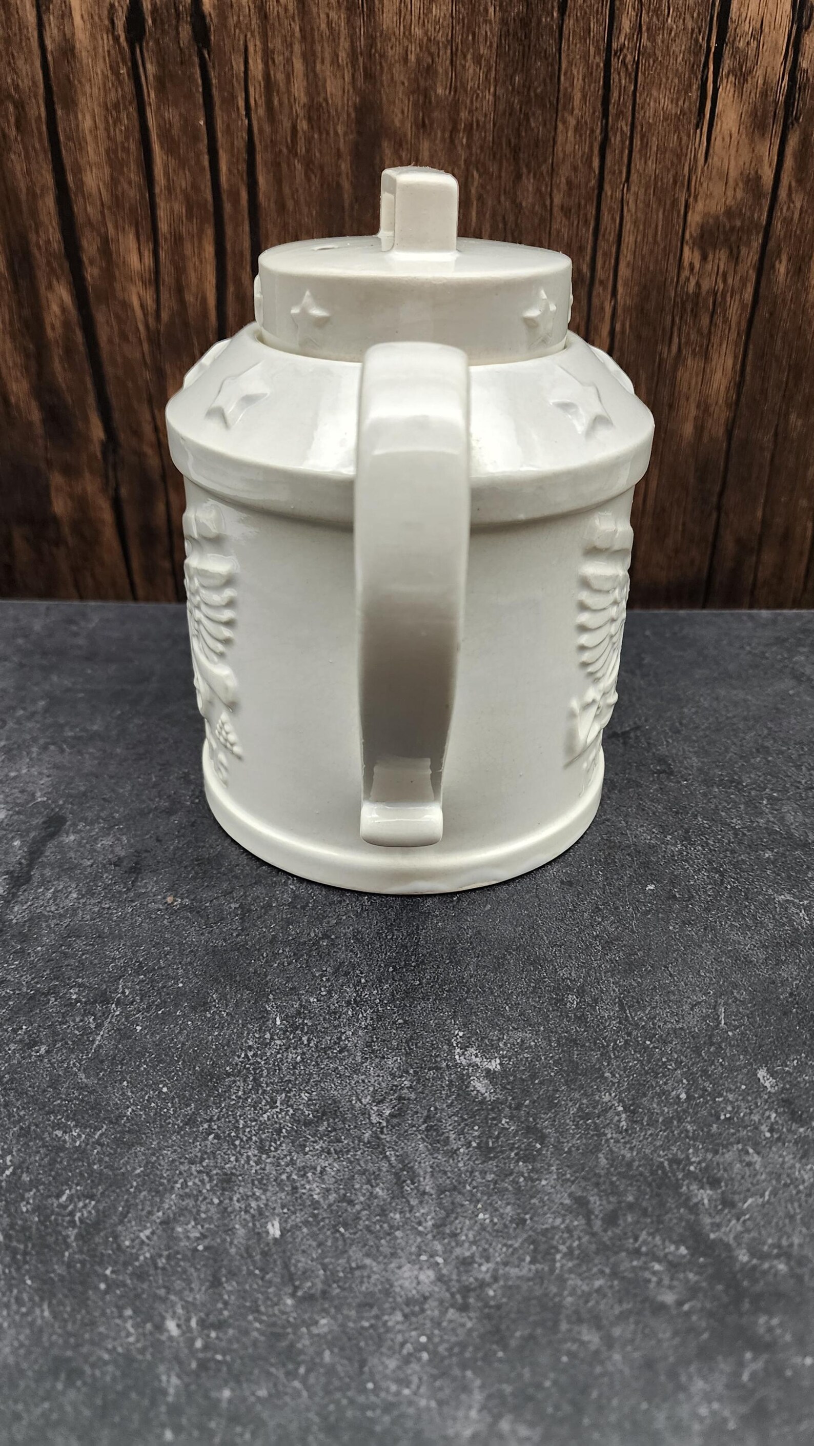 Bicentennial Ceramic Teapot Country White 1776-1976 Cannon Eagle Stars ...