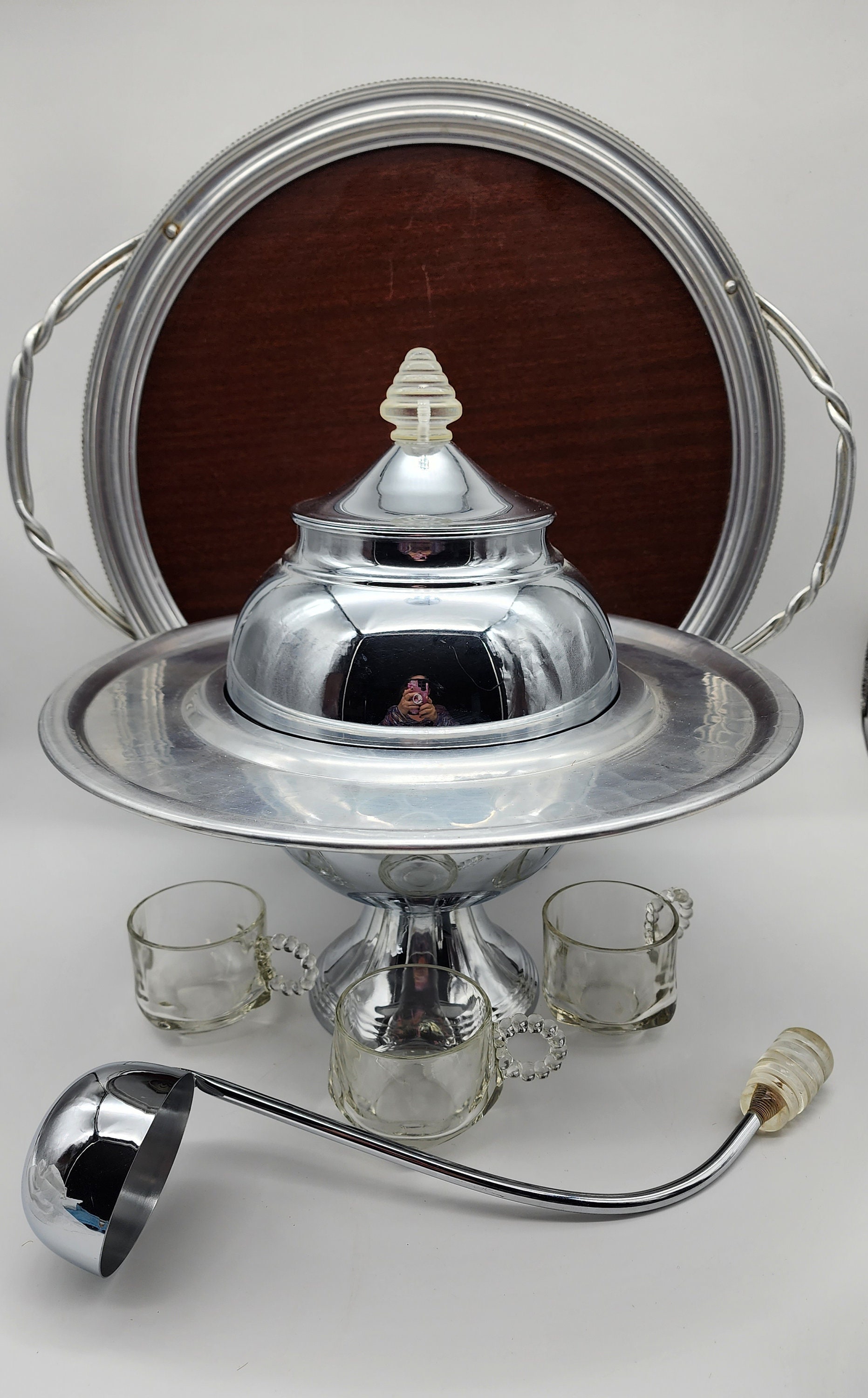 Lucite Lehman Brothers Retro Saturn Chrome Punch Bowl Set - Etsy