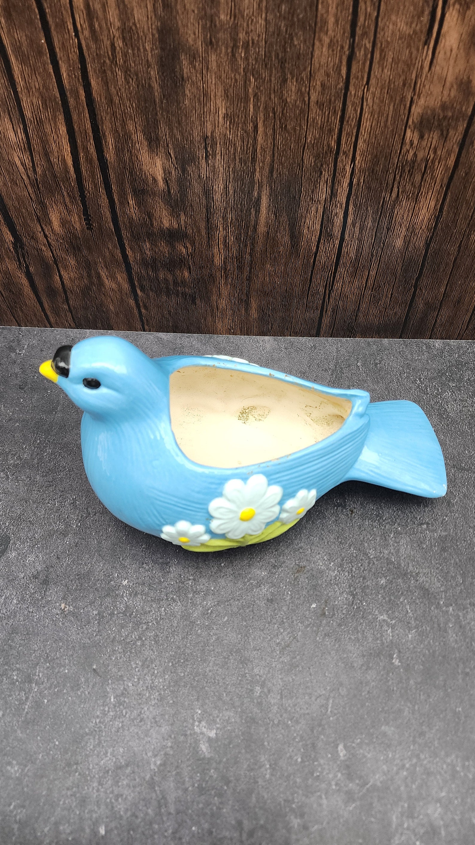 Vintage Ceramic Blue Bird Planter White Daisy Design CUTE - Etsy
