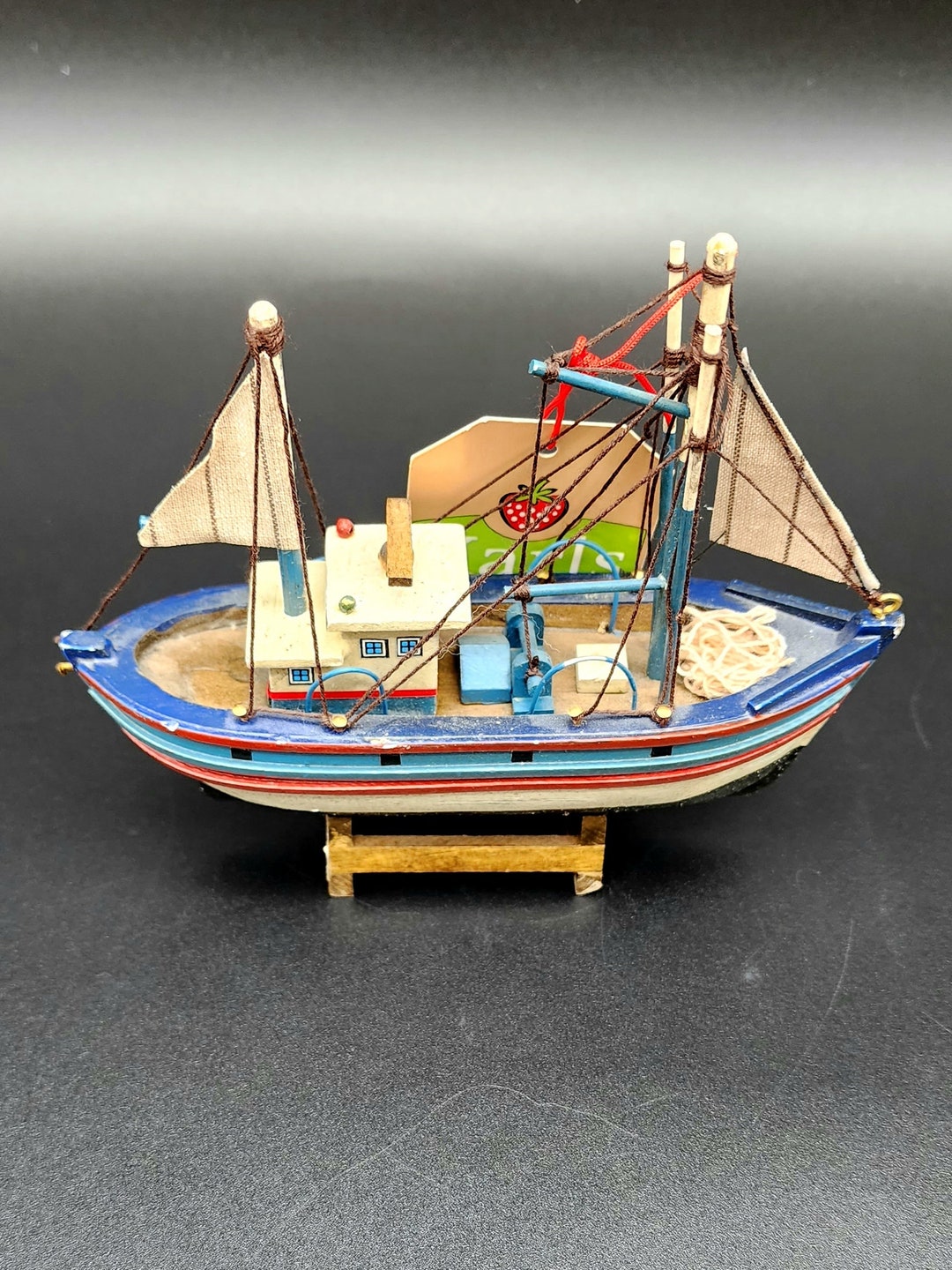 Wooden Boat Display W/attached Base Detailed "karl's 1921" - Etsy