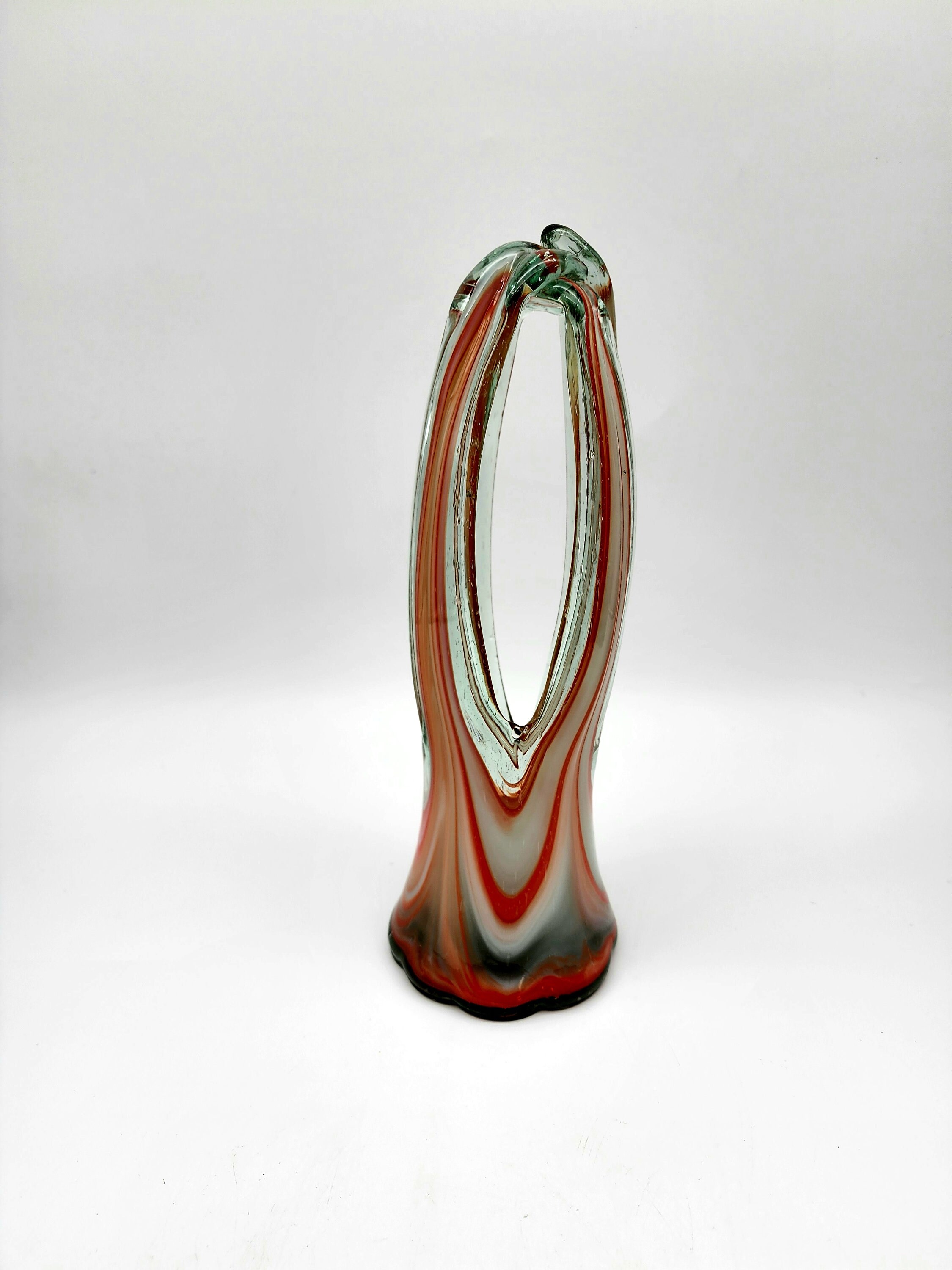 Hand Blown Stretched Glass Sculpture Orange Striped - Etsy