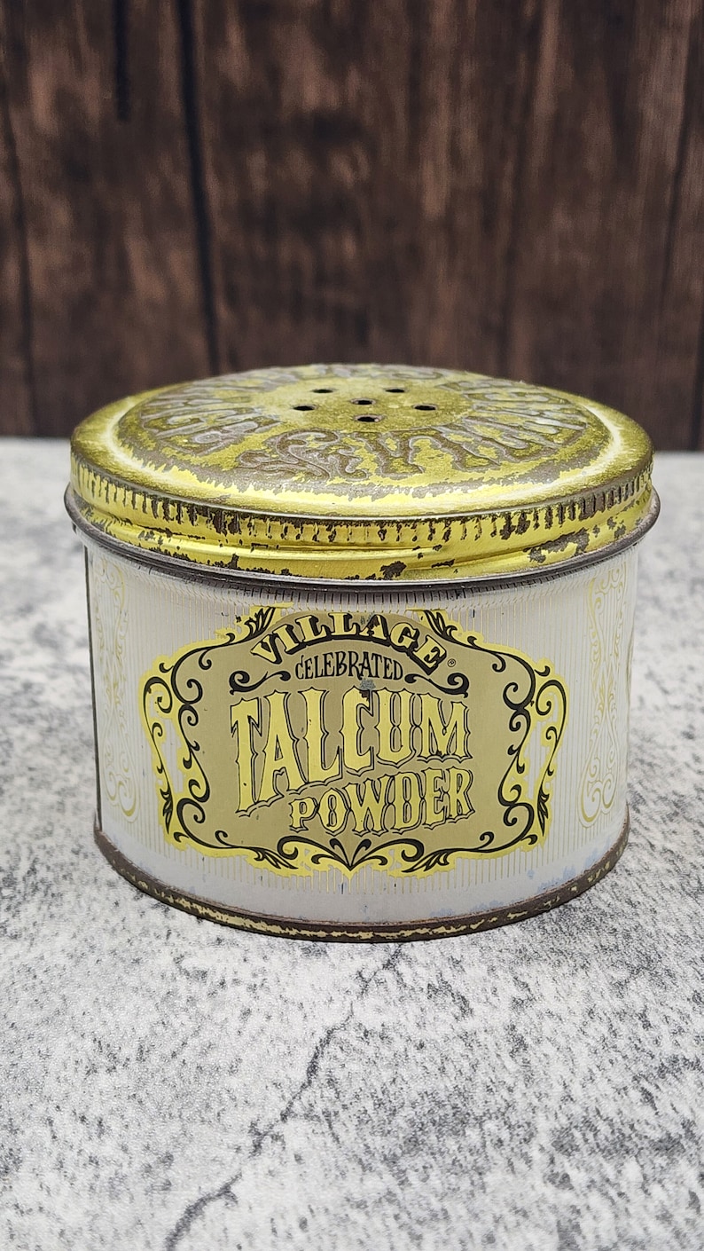 Vintage 1980's Village Celebrated Talcum Powder Tin - Etsy