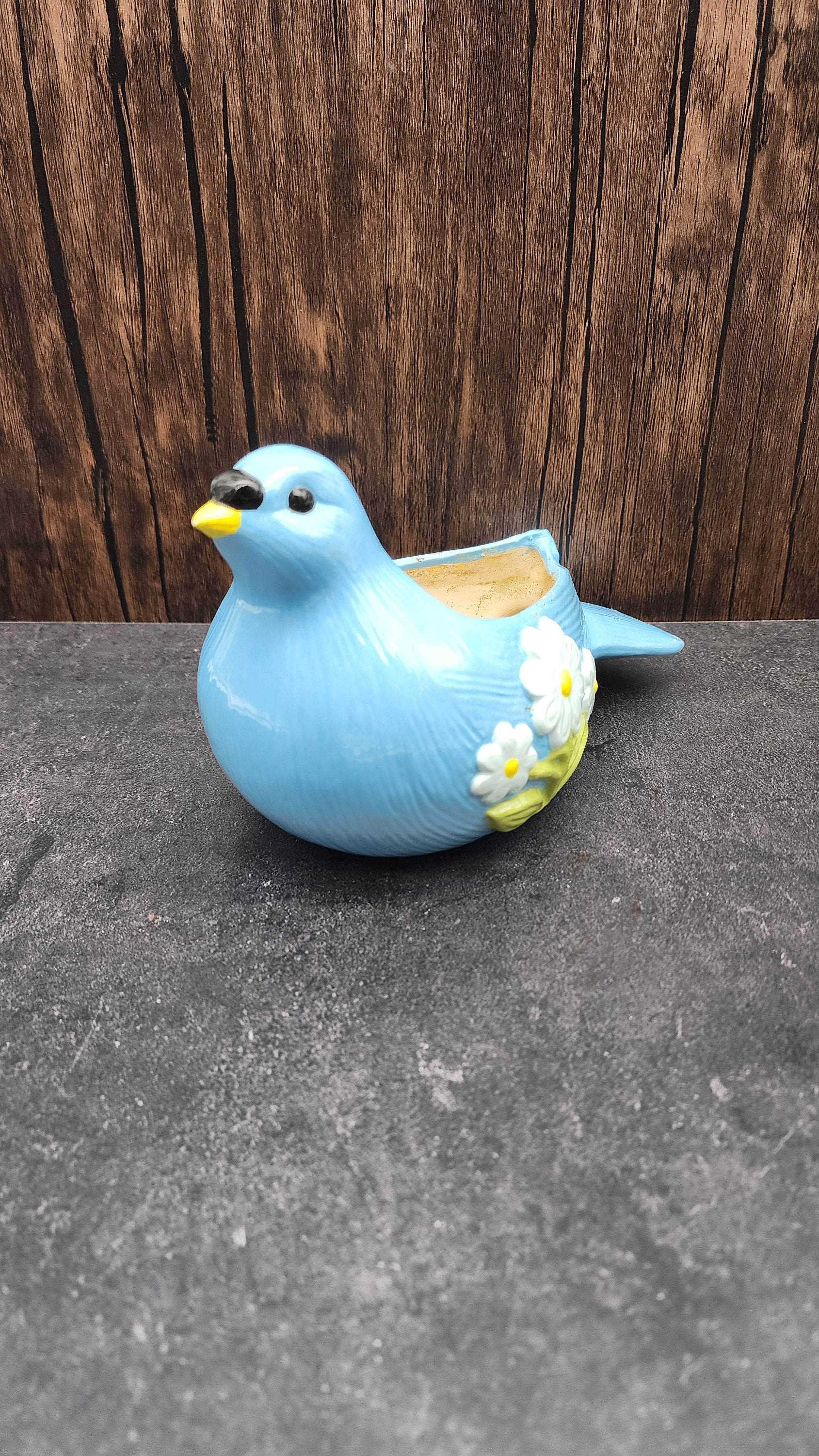 Vintage Ceramic Blue Bird Planter White Daisy Design CUTE - Etsy