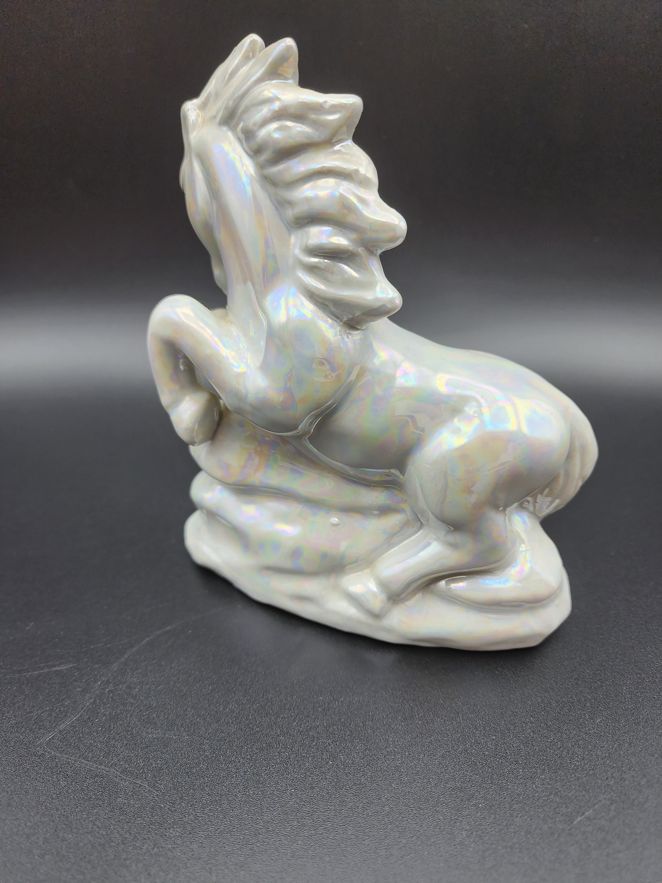 Unicorn Figurine Ivory Opalescent Rearing Hand Painted - Etsy