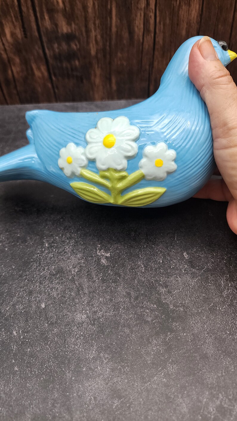 Vintage Ceramic Blue Bird Planter White Daisy Design CUTE - Etsy
