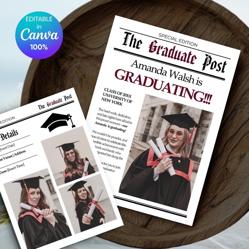 Graduation Party Invitation, Graduation Newspaper Invitation ...