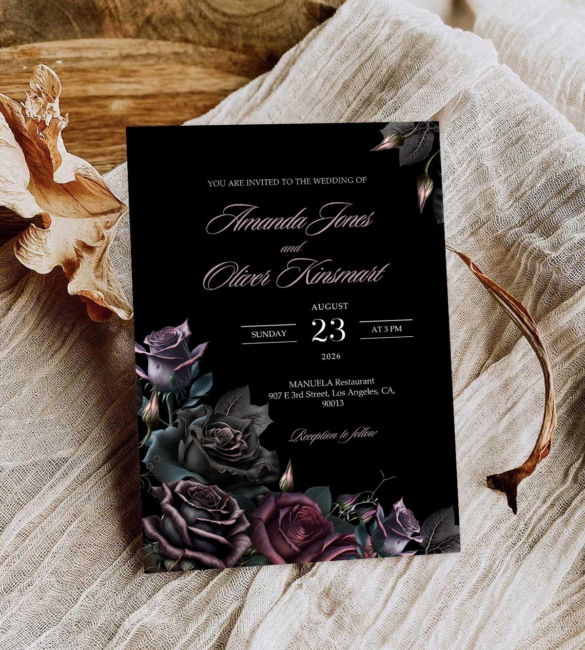 Goth Wedding Invitation Set, Gothic Invitation Dark Romance, Black ...