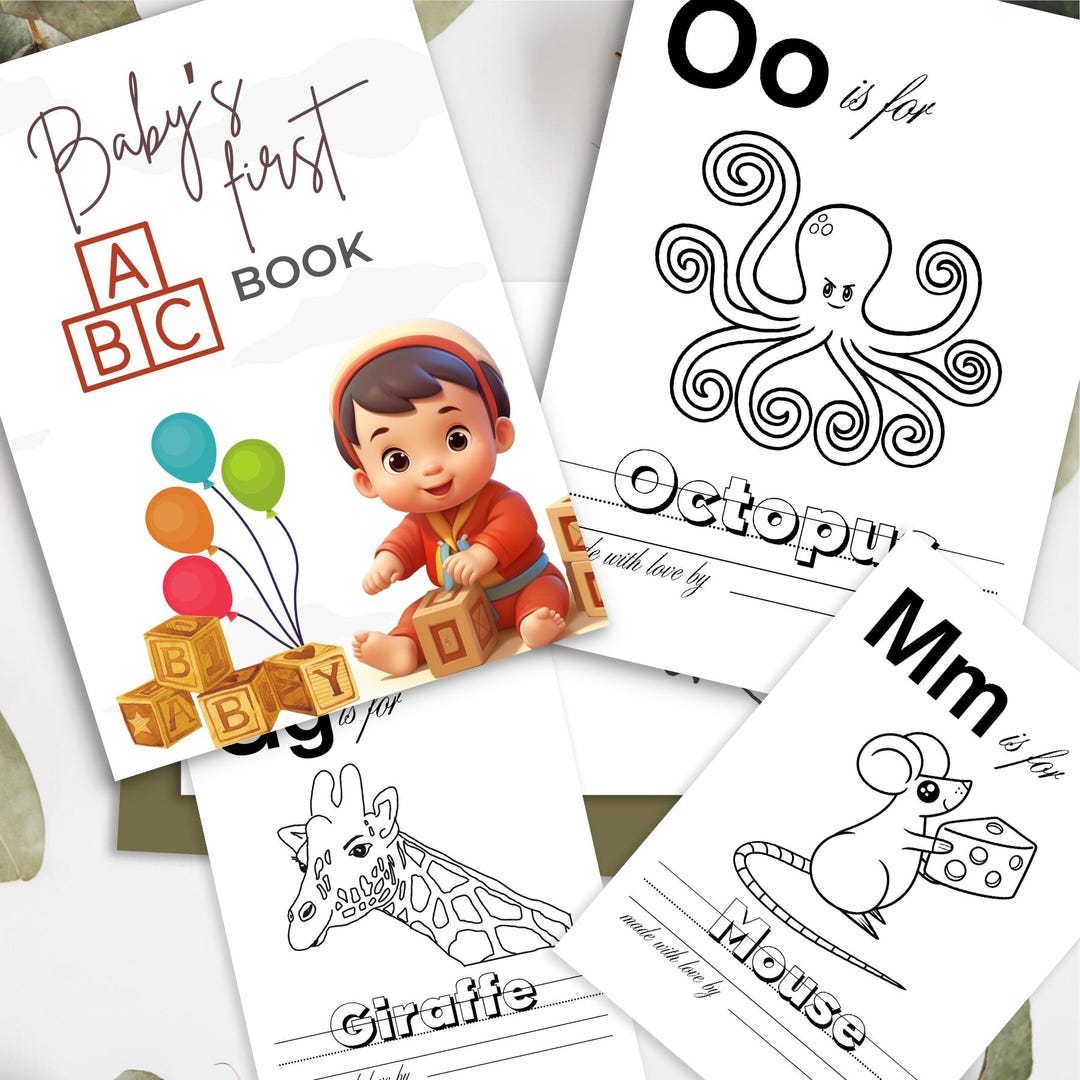 Baby Shower ABC Book, Printable Baby's First ABC Book, Baby Shower ...