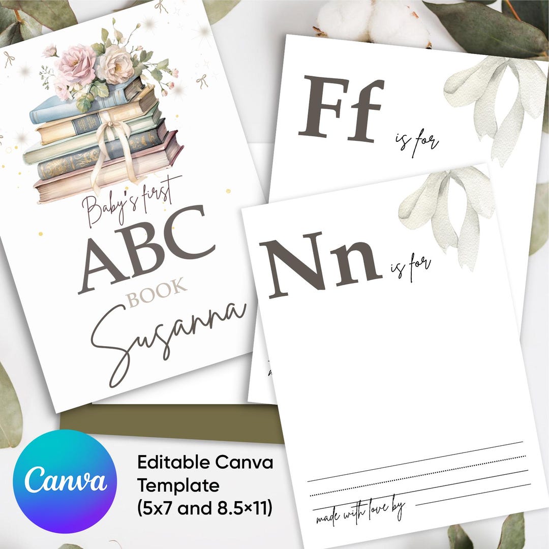 ABC First Alphabet Coloring Book, Baby Shower ABC Book, Personalised ...