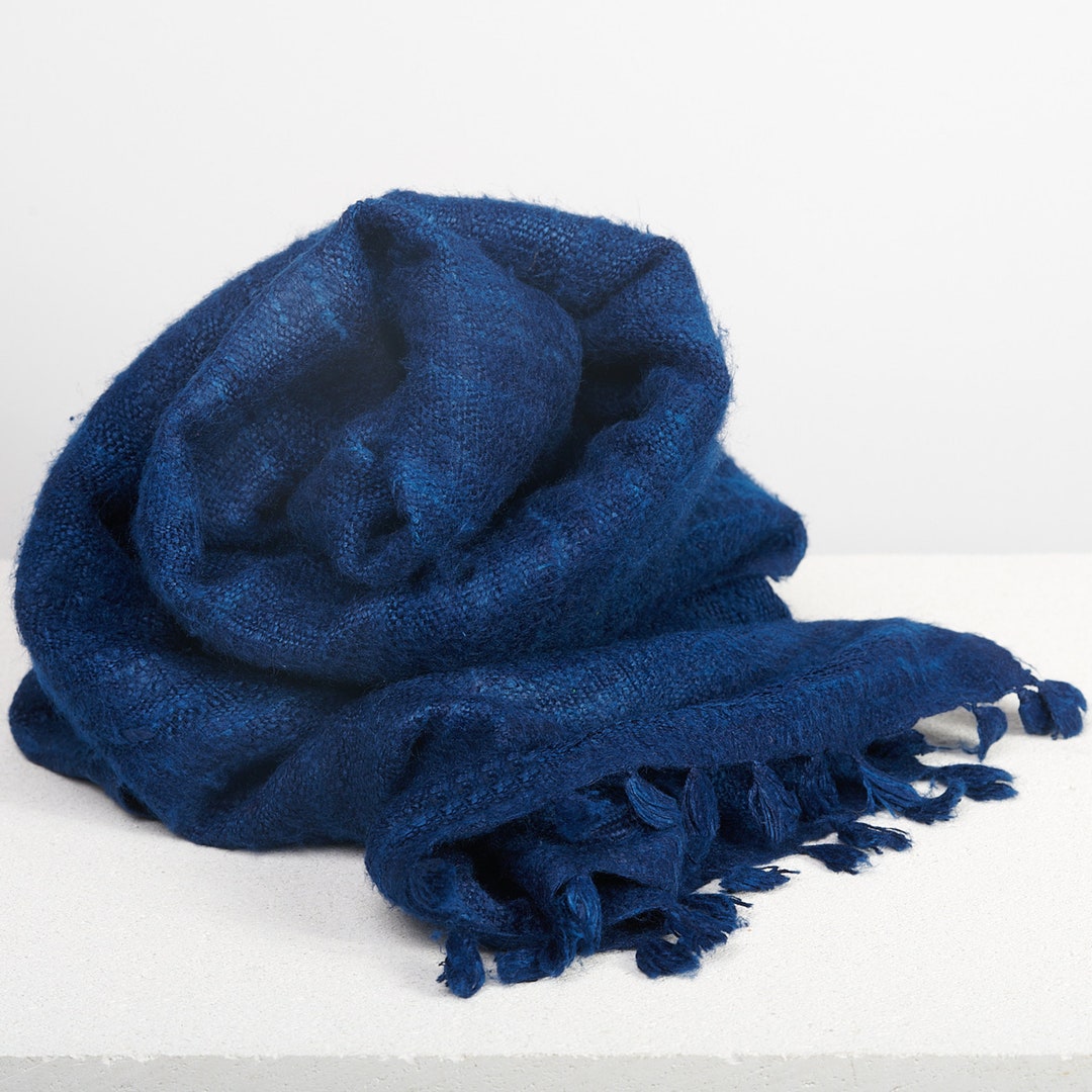 Handwoven Indigo Eri Silk Shawl – Naturally Dyed (220 X 60 Cm) - Etsy