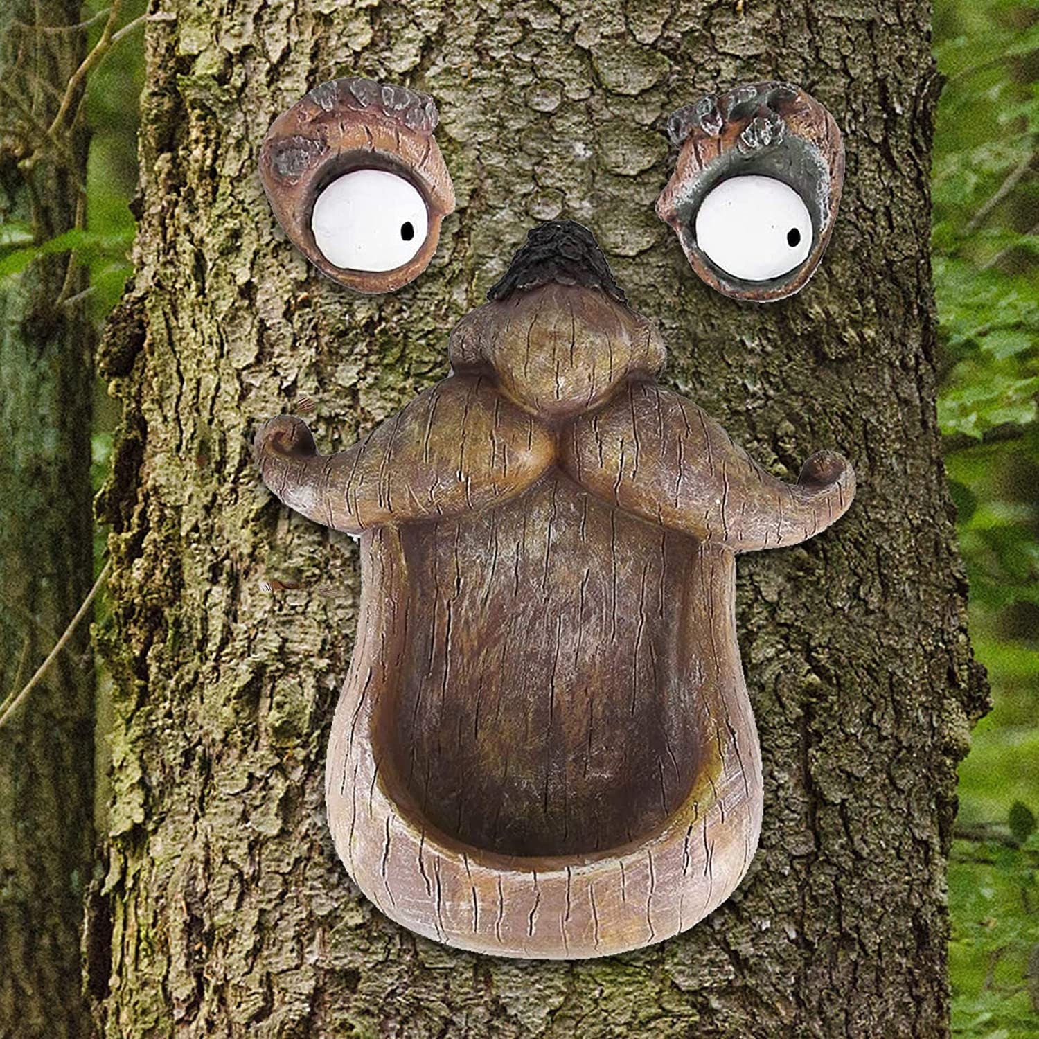Tree Face Bird Feeder Tree Face Decor Outdoor, Fun Old Man Tree ...