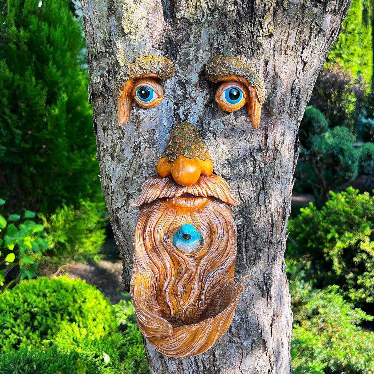 Tree Faces Decor Outdoor, Old Man Bird Feeder, Tree Hugger Garden ...