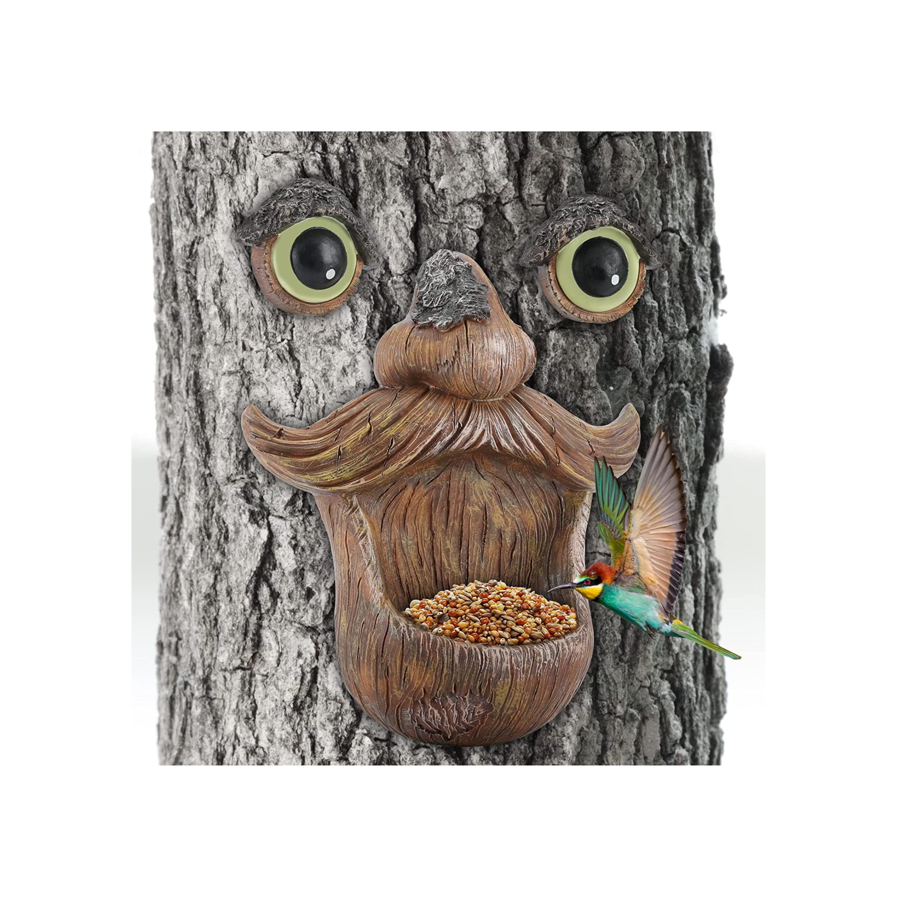 Tree Faces Decor Outdoor | Funny Face Old Man Tree Art With Eyes Glow ...