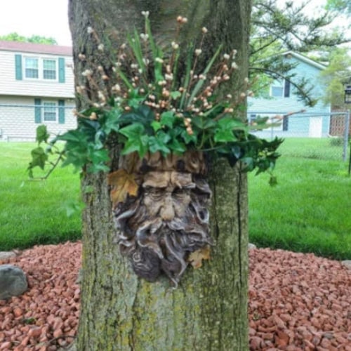 Tree Face Sculpture Whimsical Old Man Tree Hugger Hanging - Etsy