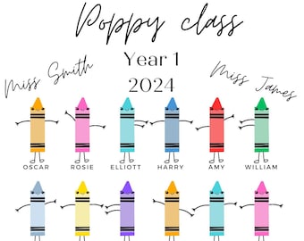Personalised Crayons Print, End of Year Gift for Students, Teacher ...