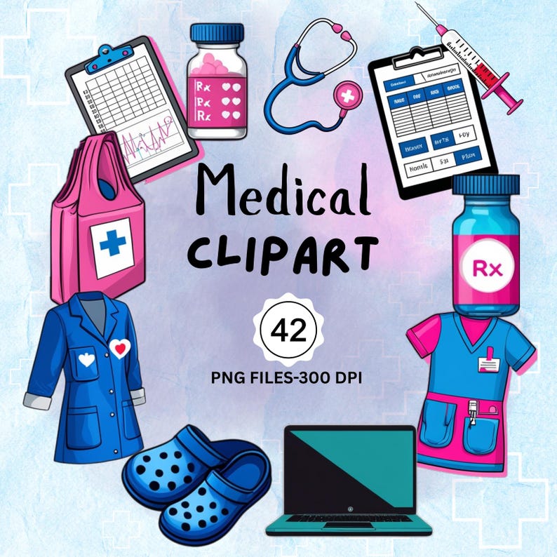 Medical Clipart Bundle – 42 PNG Healthcare Graphics – Doctor Nurse ...