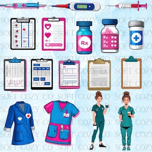 Medical Clipart Bundle – 42 PNG Healthcare Graphics – Doctor Nurse ...