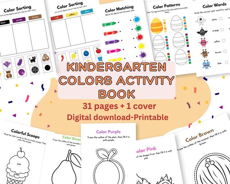 Printable Kids Coloring Activity Book – 31 Fun Pages for Toddlers ...