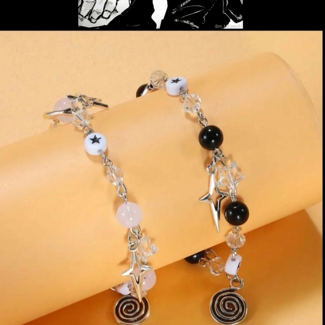 Anime Gojo and Geto Charm Beaded Matching Y2K Friendship Bracelets ...