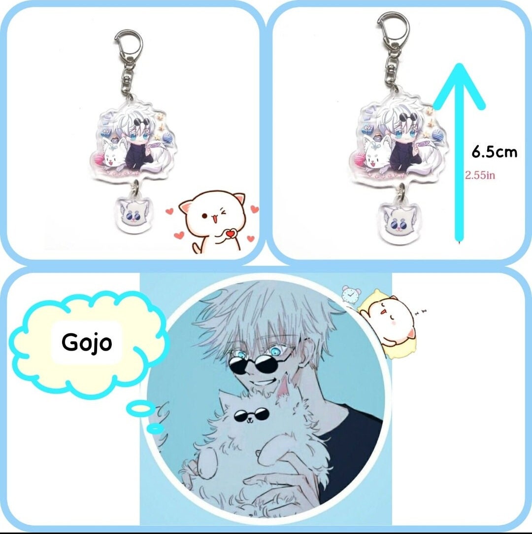 Cartoon Jjk Anime Character Jujitsu Kaisen Keychain Cute Acrylic Charm ...