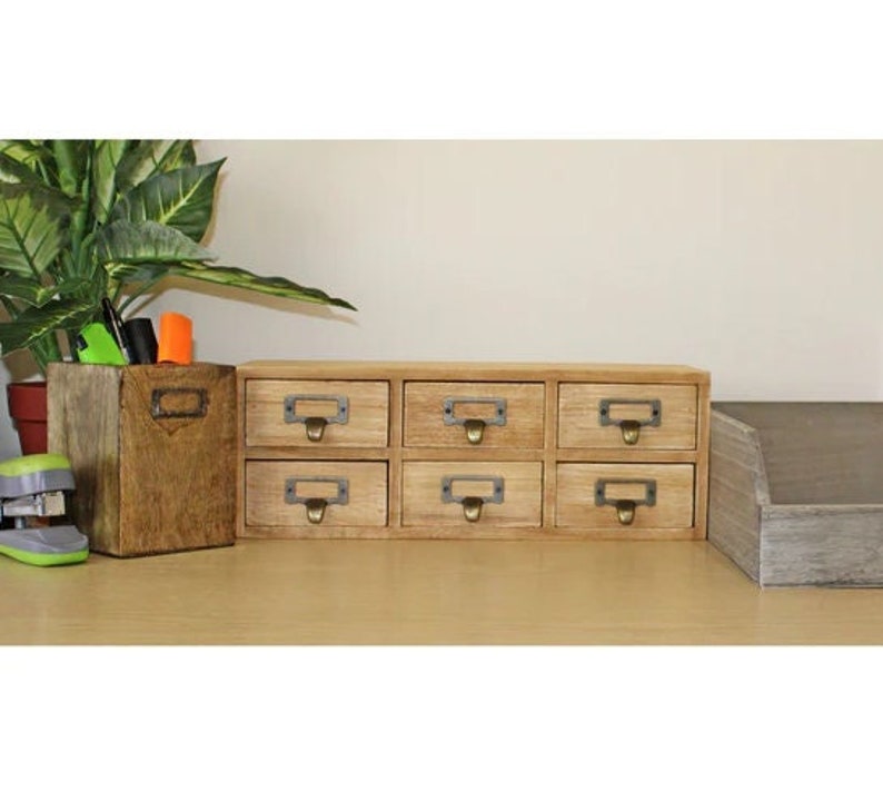 6 Drawer Double Level Storage Unit Wooden Trinket Drawers - Etsy UK