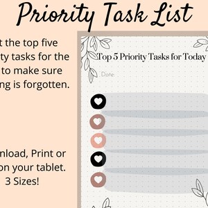 Printable Priority Task List Planner Insert Goals | Etsy