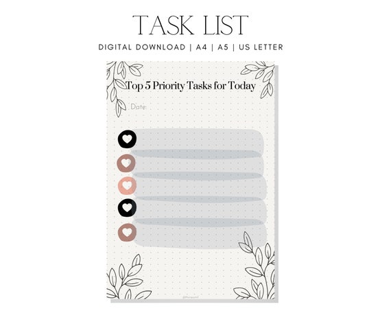Printable Priority Task List Planner Insert Goals | Etsy