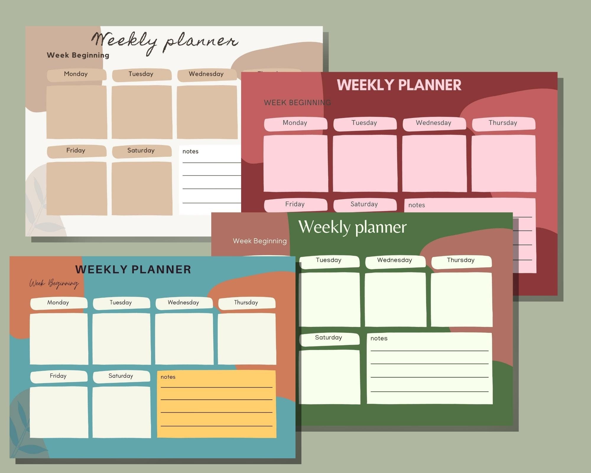 Weekly Planner Printable to Do List Landscape – Monday Start Diary ...