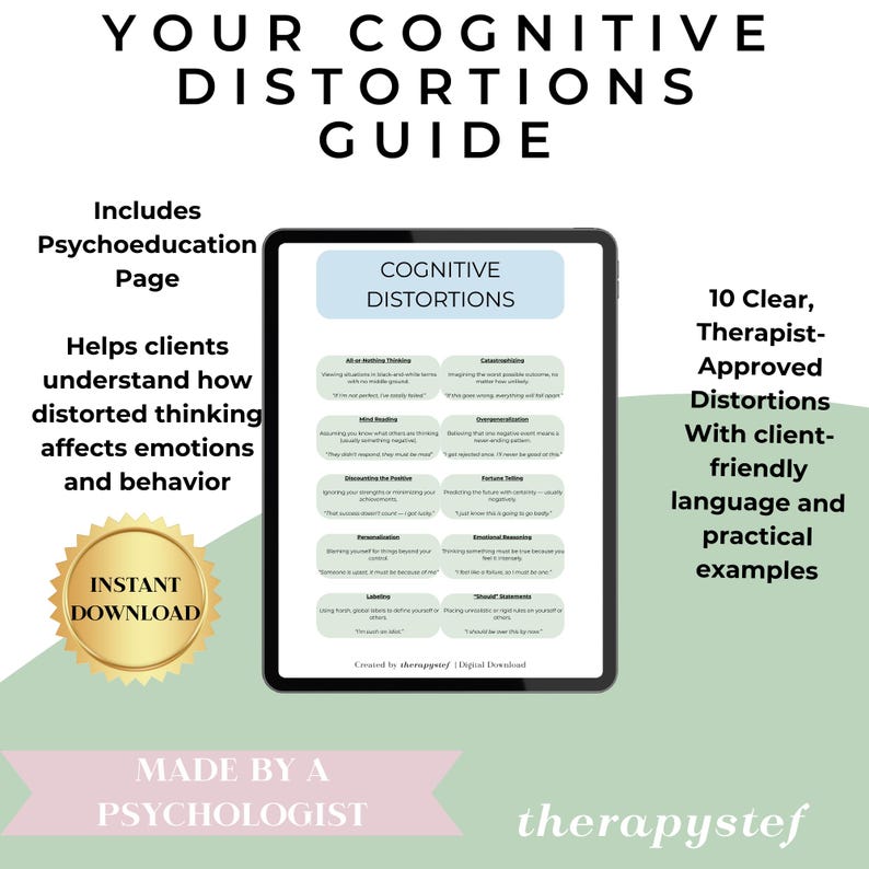 Cognitive Distortions Cheat Sheet – CBT Therapy Tool (digital Download ...