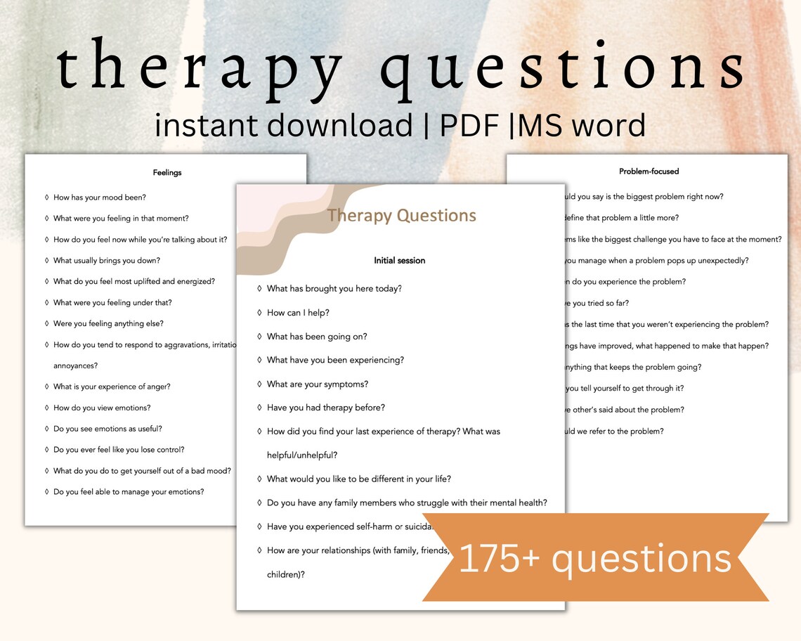 Therapy Session Questions, Therapy, Counselling Questions, Cbt ...
