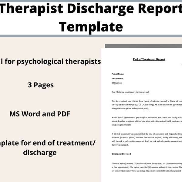 Treatment Plan Template Therapist - Etsy