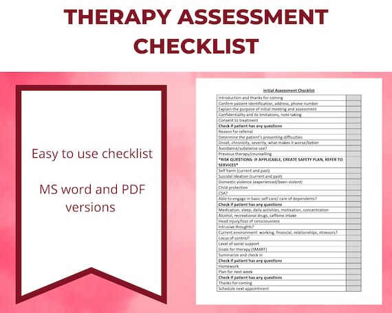 Therapy Assessment Checklist CBT Checklist Cheat Sheet - Etsy UK