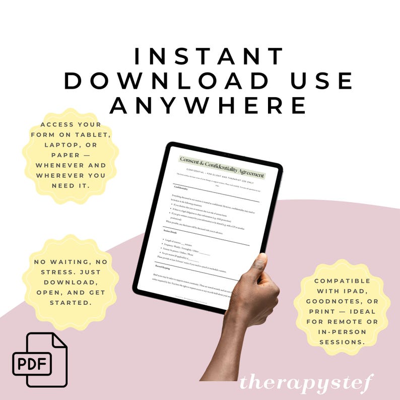Therapist Consent Form – Printable Confidentiality Agreement | A4 PDF ...