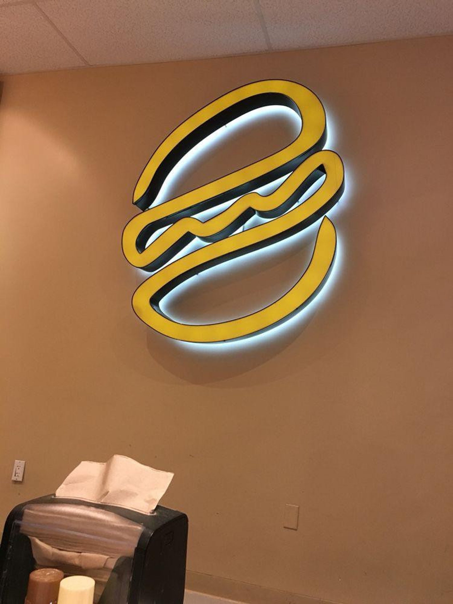 Metal Backlit Led Sign, 3d Logo Wall Decor Office Reception , Stainless ...