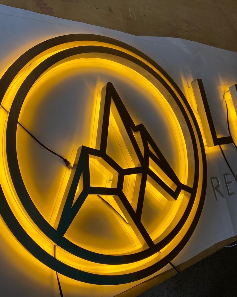 Illuminated Logo Sign, Wood Sign, Brushed Metal Sign, Custom Laser Cut ...