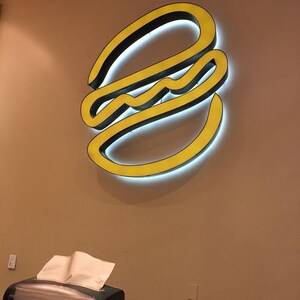 3d Logo Backlit Sign, Indoor Brushed 3D Metal Brushed Business Sign 3D ...