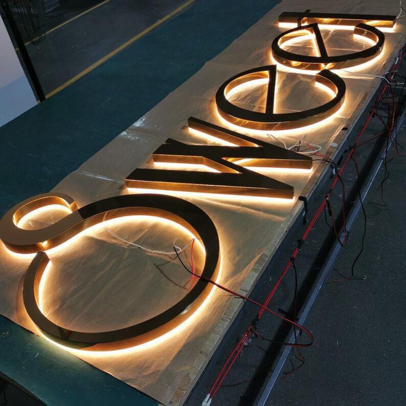 Illuminated Logo Sign, Wood Sign, Brushed Metal Sign, Custom Laser Cut ...