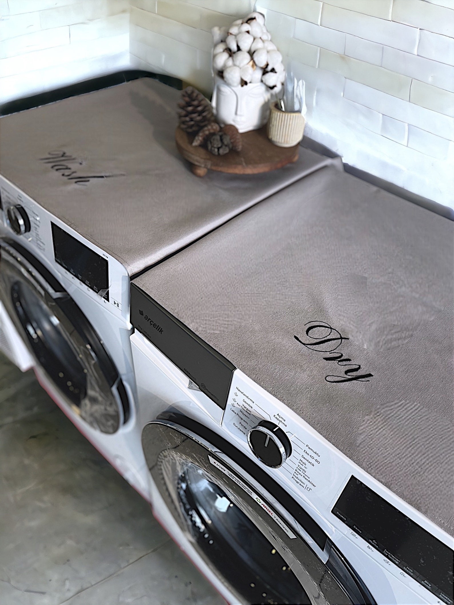 Homeprepco "wash" Embroidered Washing Machine Cover & "dry" Embroidered ...