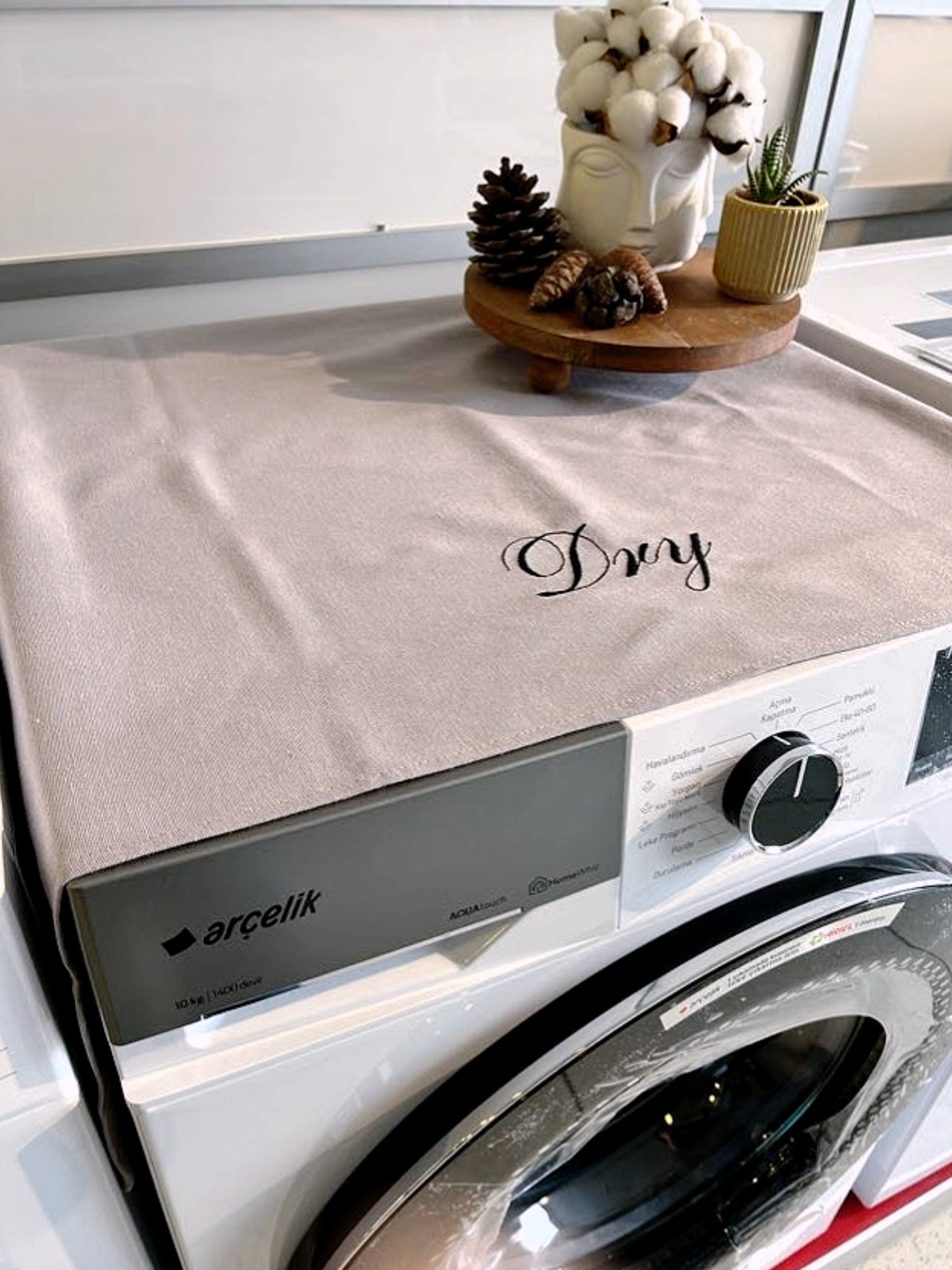 Homeprepco Linen 'dry' Embroidered Dryer Machine Cover Gray - Etsy