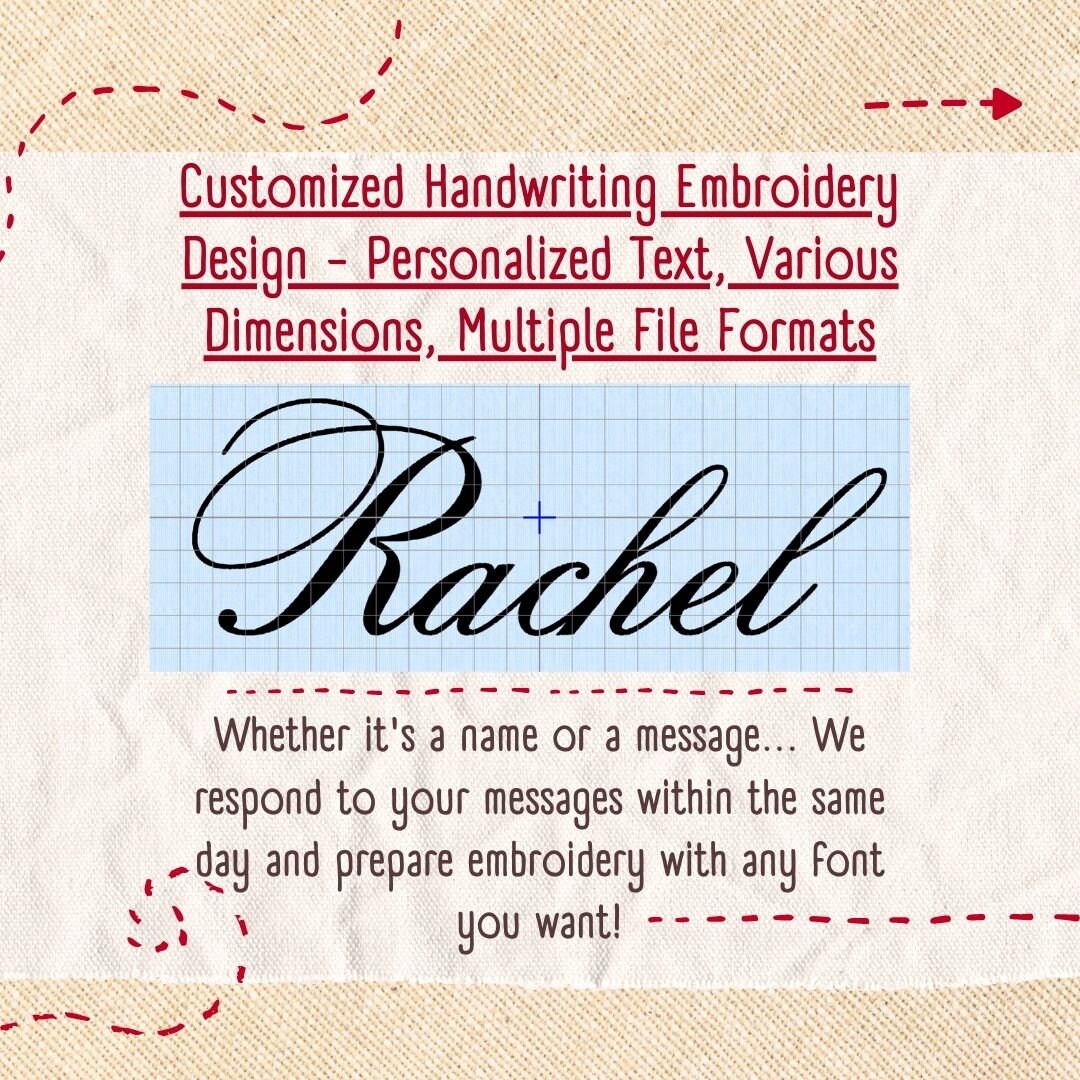Customized Handwriting Embroidery Design Personalized Text, Various ...