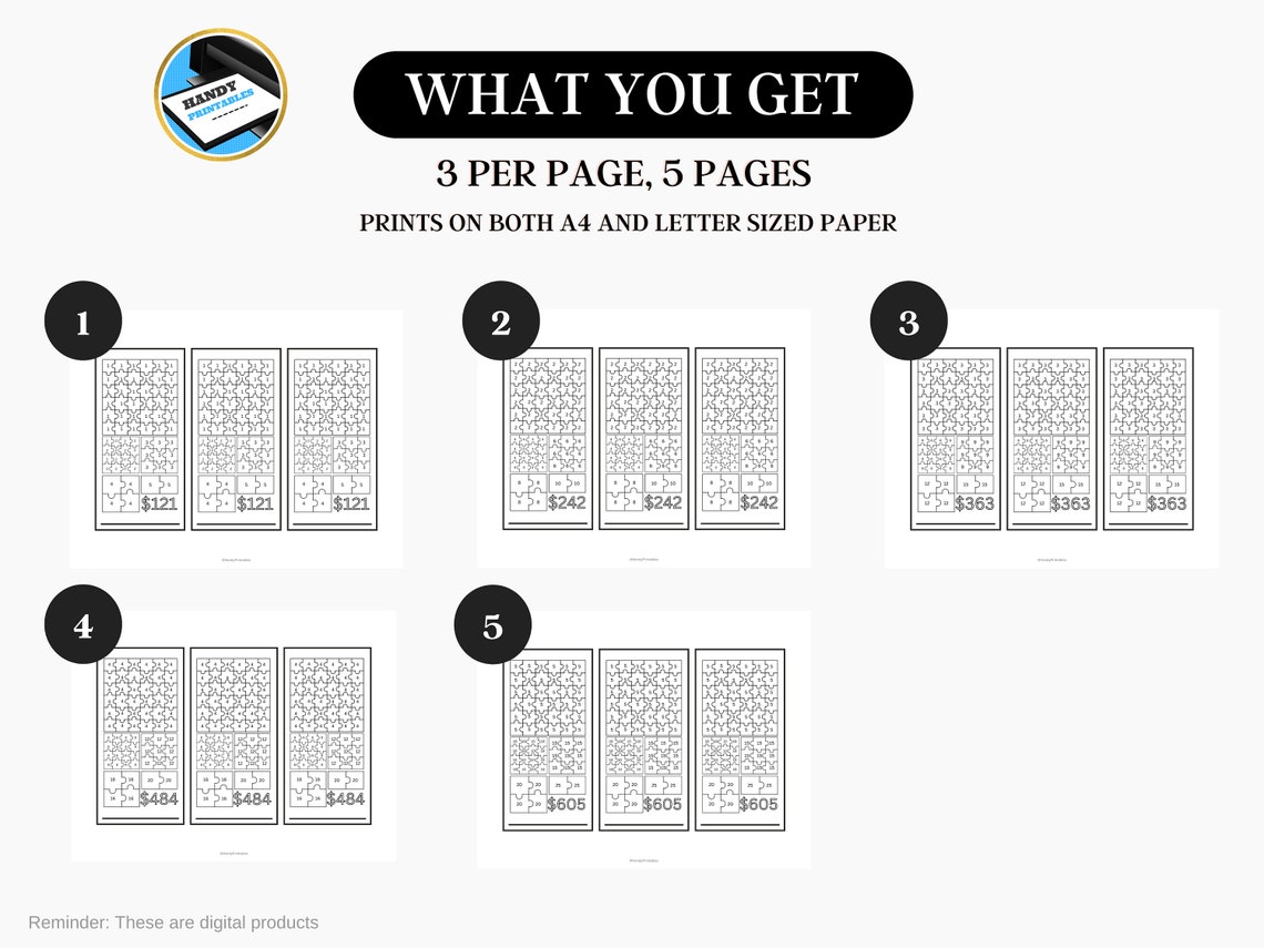 Savings Challenge Printable, A6 Savings Challenge, Puzzle Savings ...