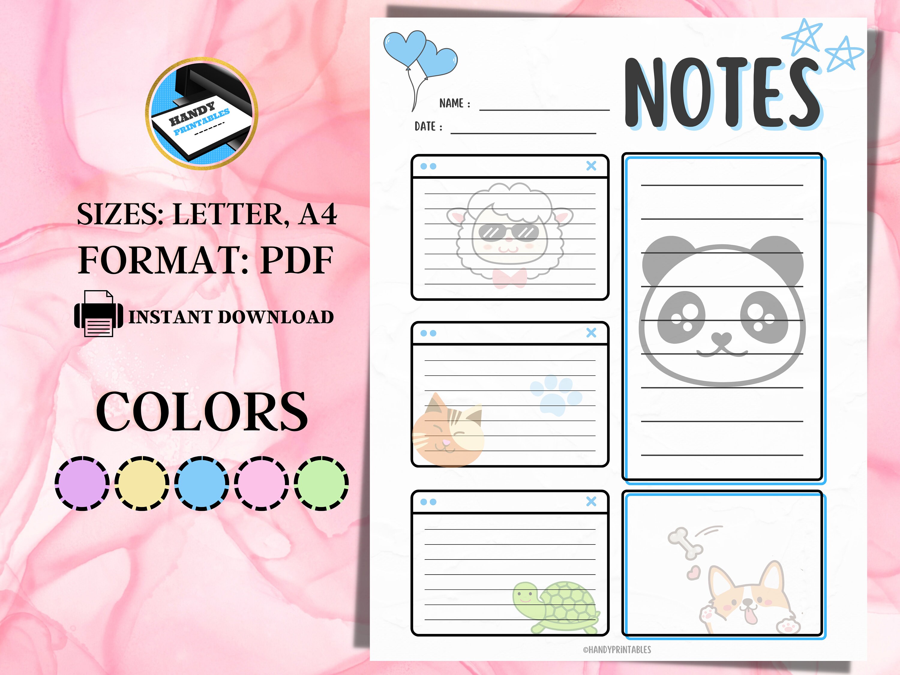 Kawaii Animal Notepaper Bundle W Resale Rights – Cute Printable Notes ...