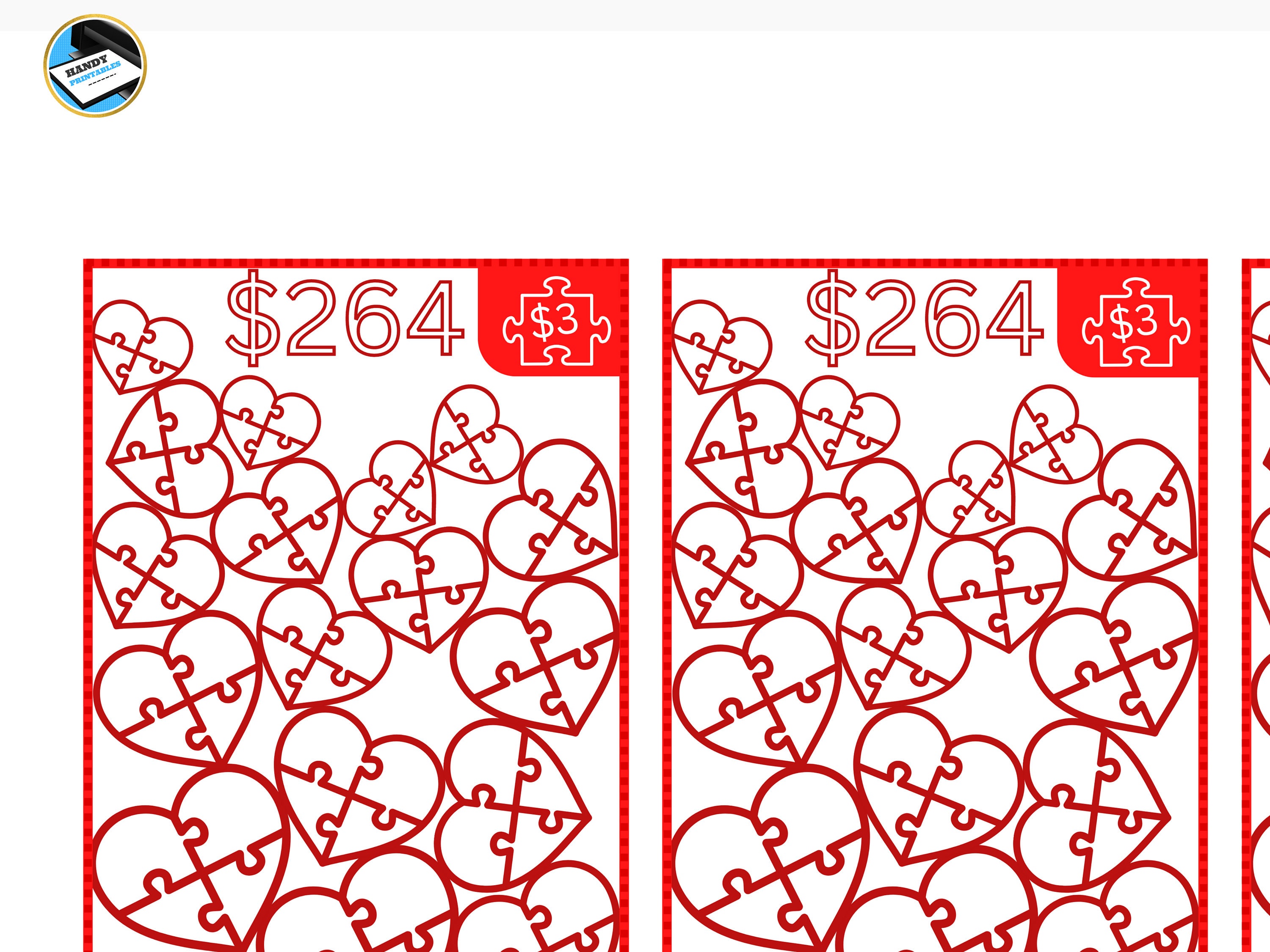 Savings Challenge Printable, Puzzle Hearts Savings Challenge, A6 ...