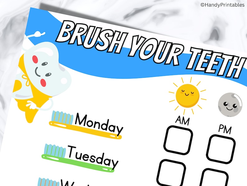 Kids Teeth Brushing Chart – Printable Weekly Checklist | Toddler Dental ...