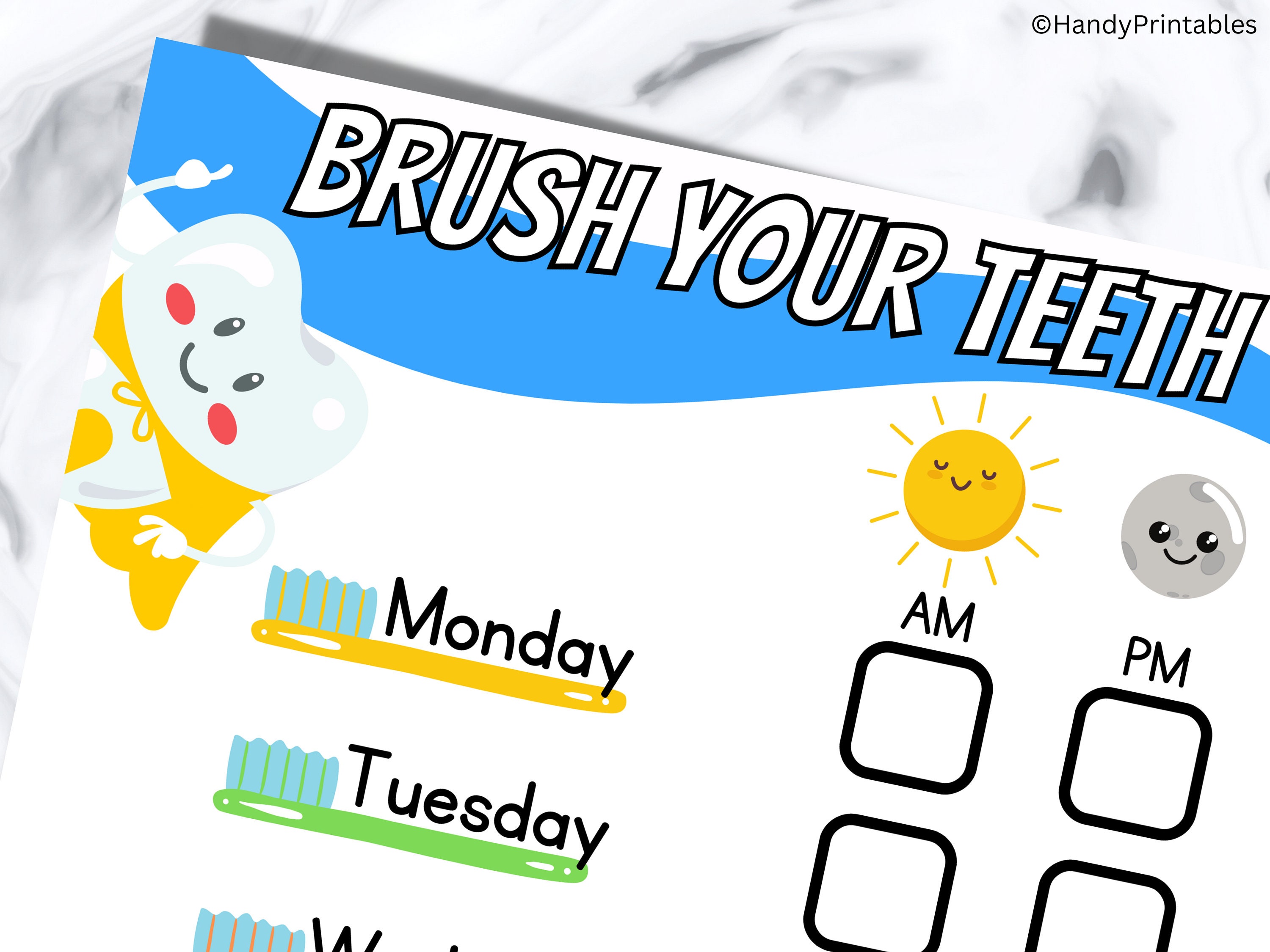 Brush Teeth Printable, Kids Brushing, Weekly Brushing Checklist, Brush ...