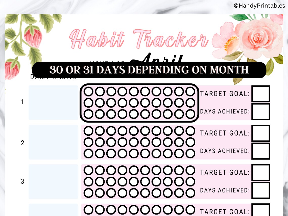 Daily Habit Tracker Printable Monthly Habit Tracker Routine - Etsy
