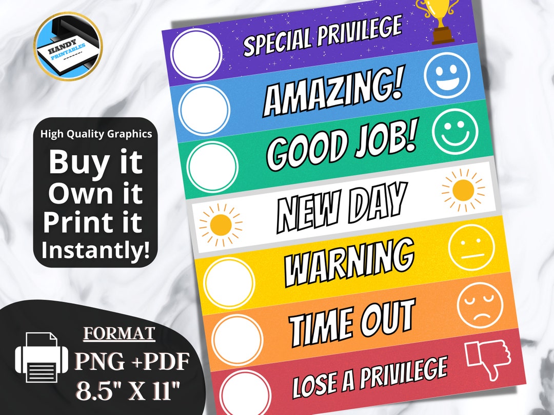 Colorful Behavior Chart, Kids Behavior Sign, Printable Behavior Chart ...