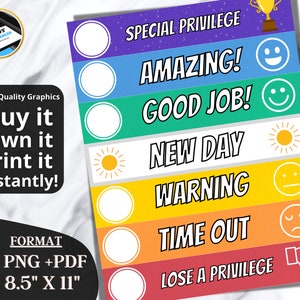 Colorful Behavior Chart Kids Behavior Sign Printable - Etsy